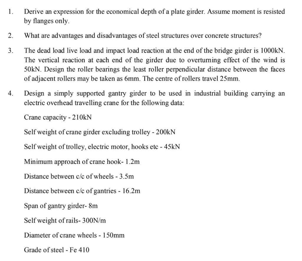 Solved 1. Derive an expression for the economical depth of a | Chegg.com