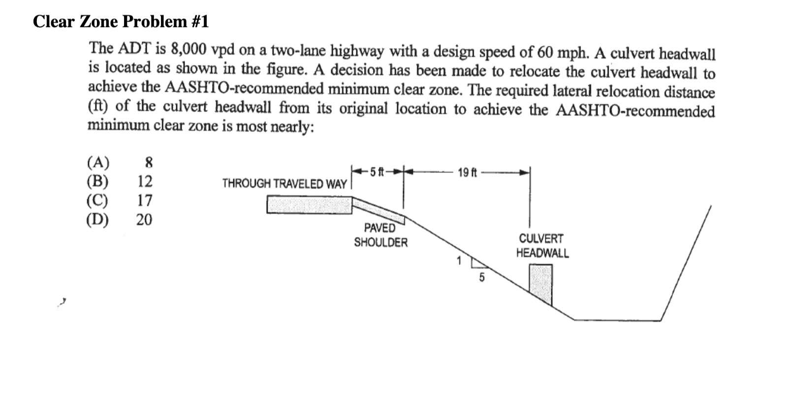 Solved Clear Zone Problem #1 The ADT is 8,000 vpd on a | Chegg.com