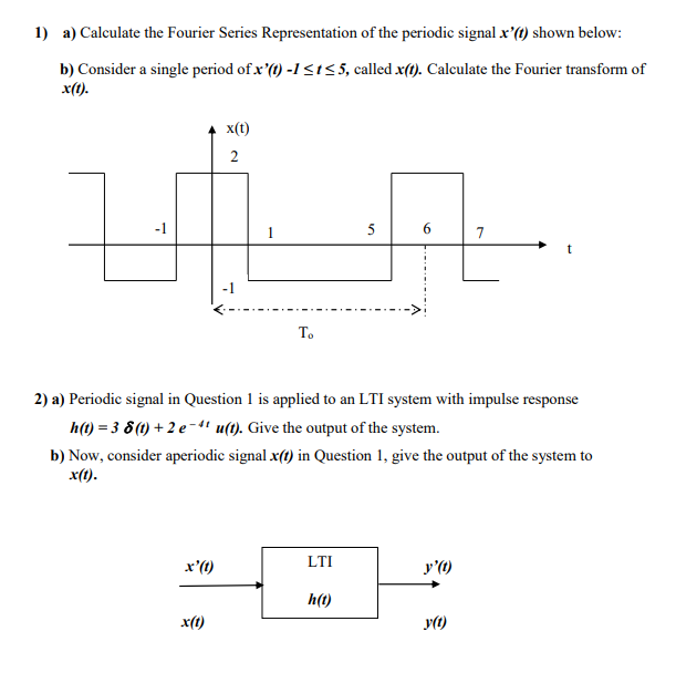 Solved 1) a) Calculate the Fourier Series Representation of | Chegg.com