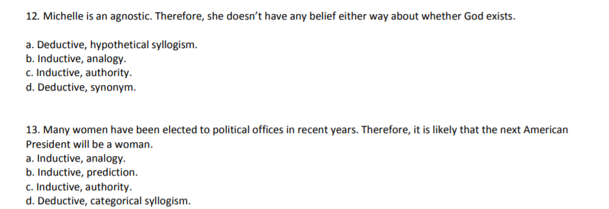 Solved 12. Michelle is an agnostic. Therefore, she doesn't | Chegg.com