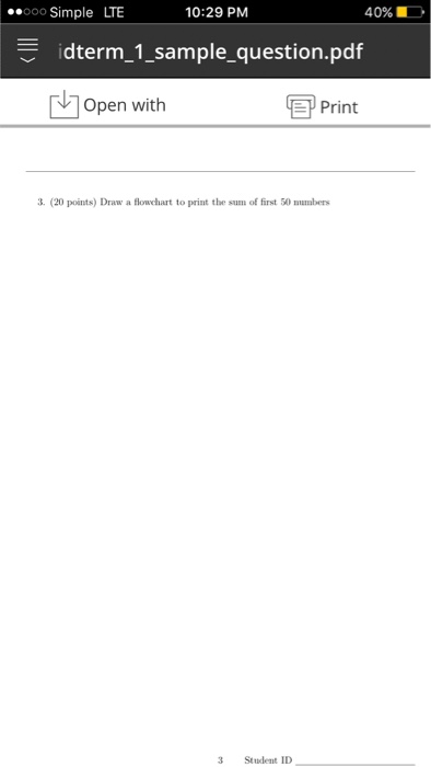 Solved Draw a flowchart to print the sum of first 50 | Chegg.com