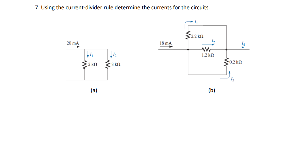 Solved Using the current-divider rule determine the currents | Chegg.com