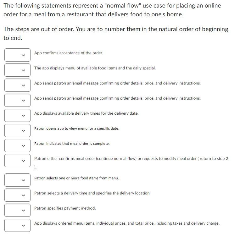 Solved The following statements represent a "normal flow" | Chegg.com