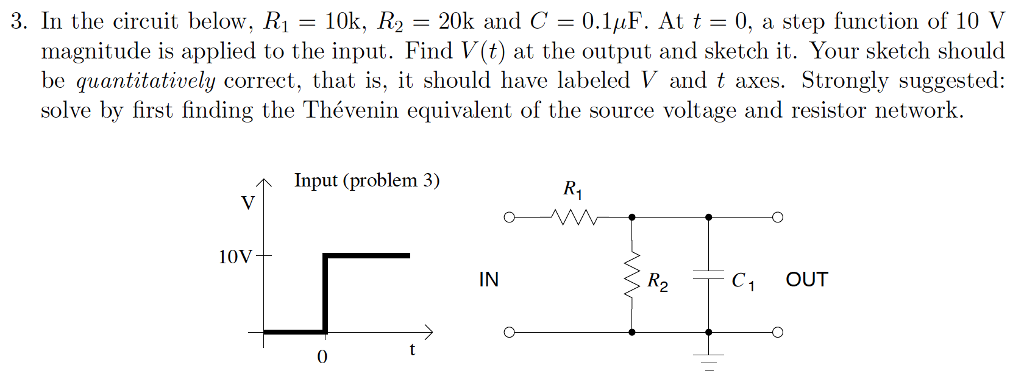 Solved 3. In the circuit below. R1 = 10k, R2 = 20k and C = | Chegg.com