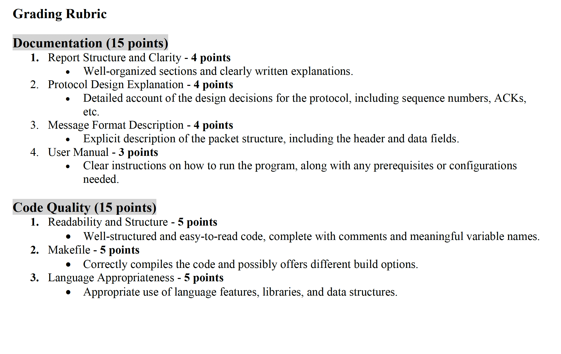 Solved Documentation (15 points) 1. Report Structure and | Chegg.com