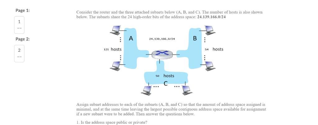 Solved Page 1: Consider the router and the three attached | Chegg.com