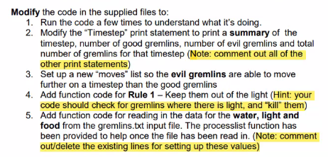 Solved ''' gremlin_sim.py - gremlin simulation, based on | Chegg.com