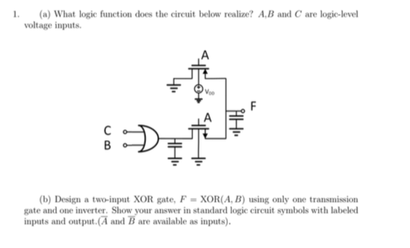 Solved 1 (a) What logic function does the circuit below | Chegg.com