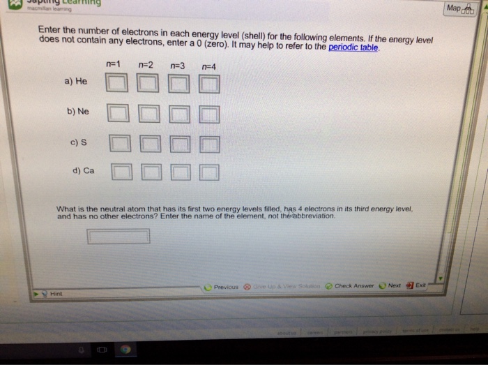 Solved Enter the number of electrons in each energy level | Chegg.com