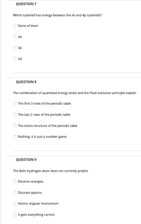 Solved QUESTION 7 Which subshell has energy between the 4s | Chegg.com