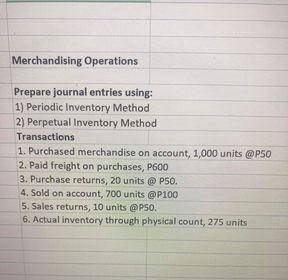 Solved Merchandising Operations Prepare journal entries | Chegg.com