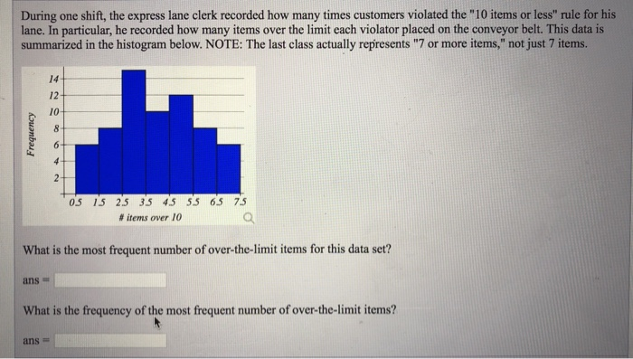 Solved During one shift, the express lane clerk recorded how | Chegg.com