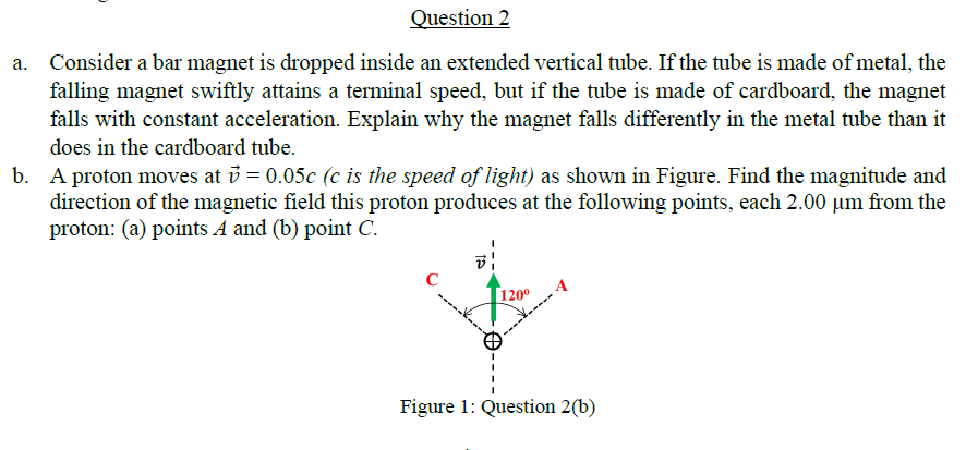 Solved Question 2 Consider a bar magnet is dropped inside an | Chegg.com