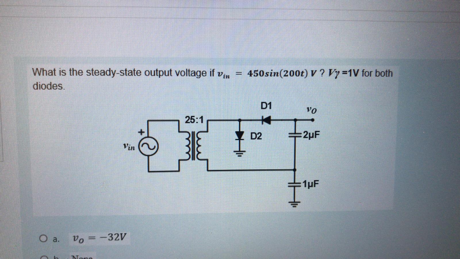 Solved What is the steady-state output voltage if vin | Chegg.com