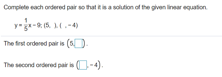 Solved Complete each ordered pair so that it is a solution | Chegg.com