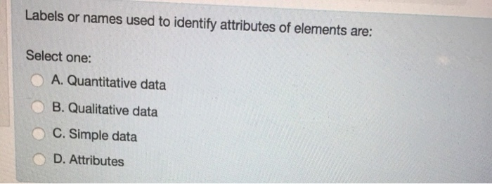 Solved Labels or names used to identify attributes of | Chegg.com