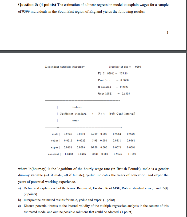 Solved Question 3: (4 points) The estimation of a linear | Chegg.com