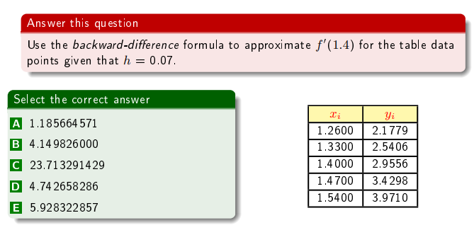 Solved Answer this question Use the backward-difference | Chegg.com