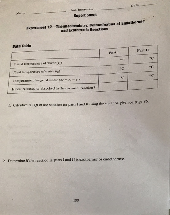 Date Lab Instructor Name Report Sheet Experiment | Chegg.com