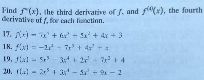 Solved Find f"' (x), the third derivative of f, and | Chegg.com