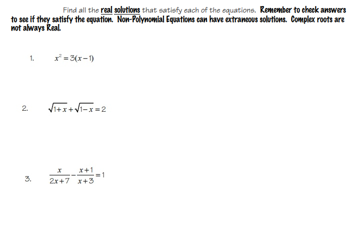Solved Find all the real solutions that satisfy each of the | Chegg.com