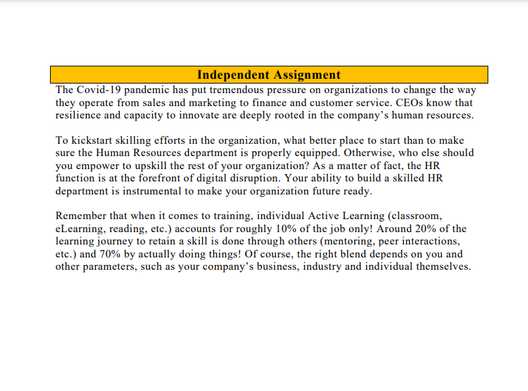 Solved Independent Assignment The Covid-19 pandemic has put | Chegg.com