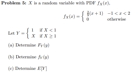 Solved Problem 5: X is a random variable with PDF fX(x), | Chegg.com