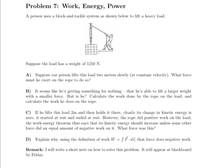 Solved A person uses a block-and-tackle system is shown | Chegg.com
