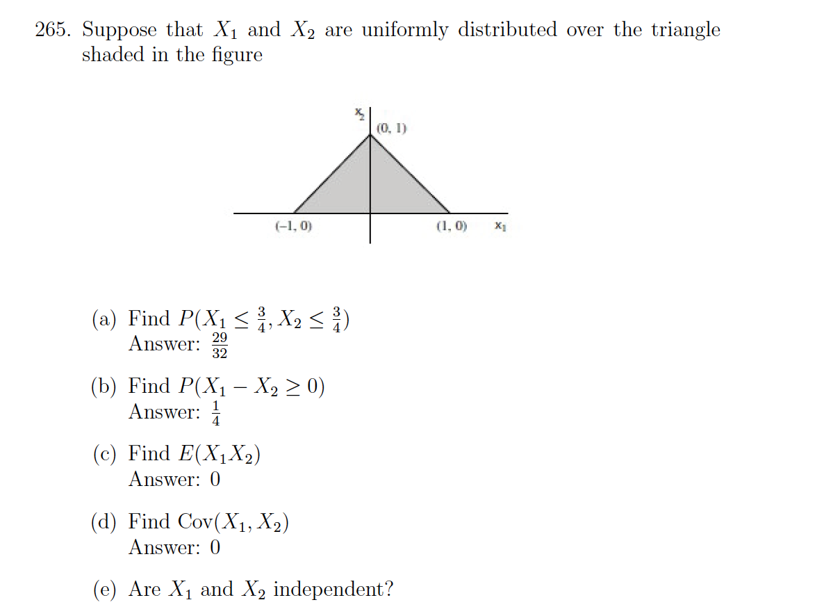 Solved 265. Suppose that X1 and X2 are uniformly distributed | Chegg.com