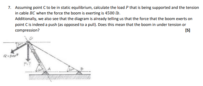 Solved 7. Assuming point C to be in static equilibrium, | Chegg.com
