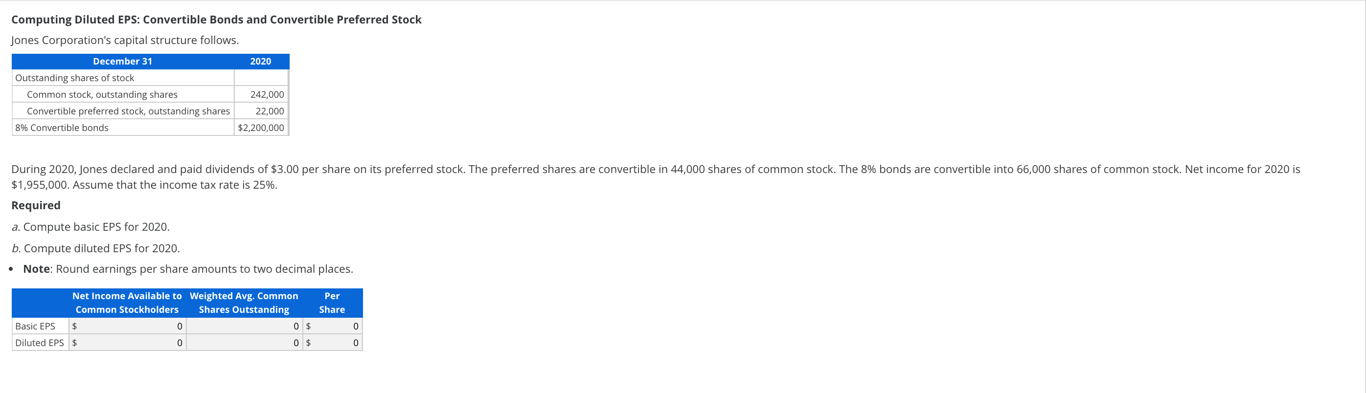 Solved Computing Diluted EPS: Convertible Bonds and | Chegg.com