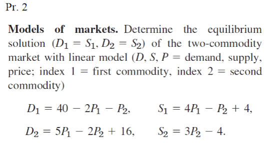Solved Models of markets. Determine the equilibrium solution | Chegg.com