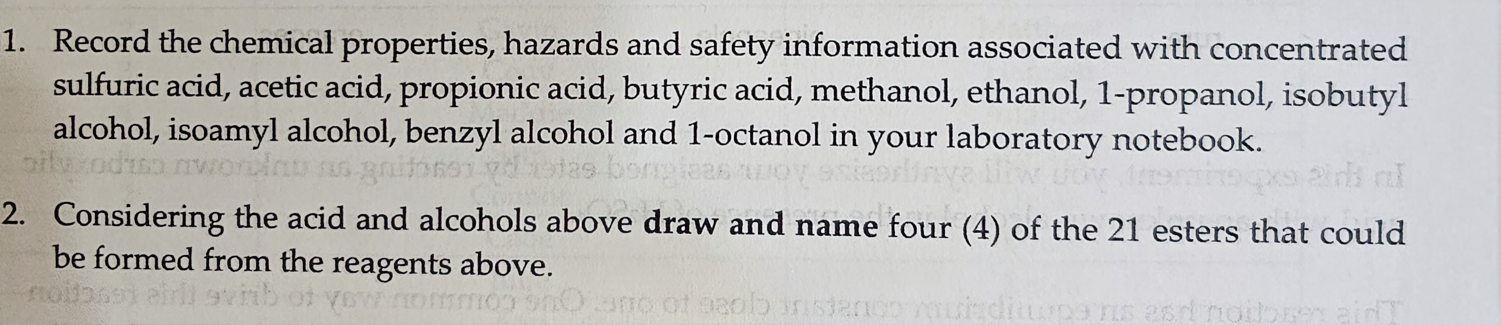 Solved Record the chemical properties, hazards and safety | Chegg.com