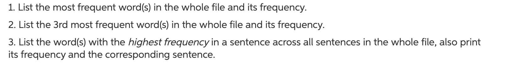 Solved Using java, parse a text file to be able to answer | Chegg.com
