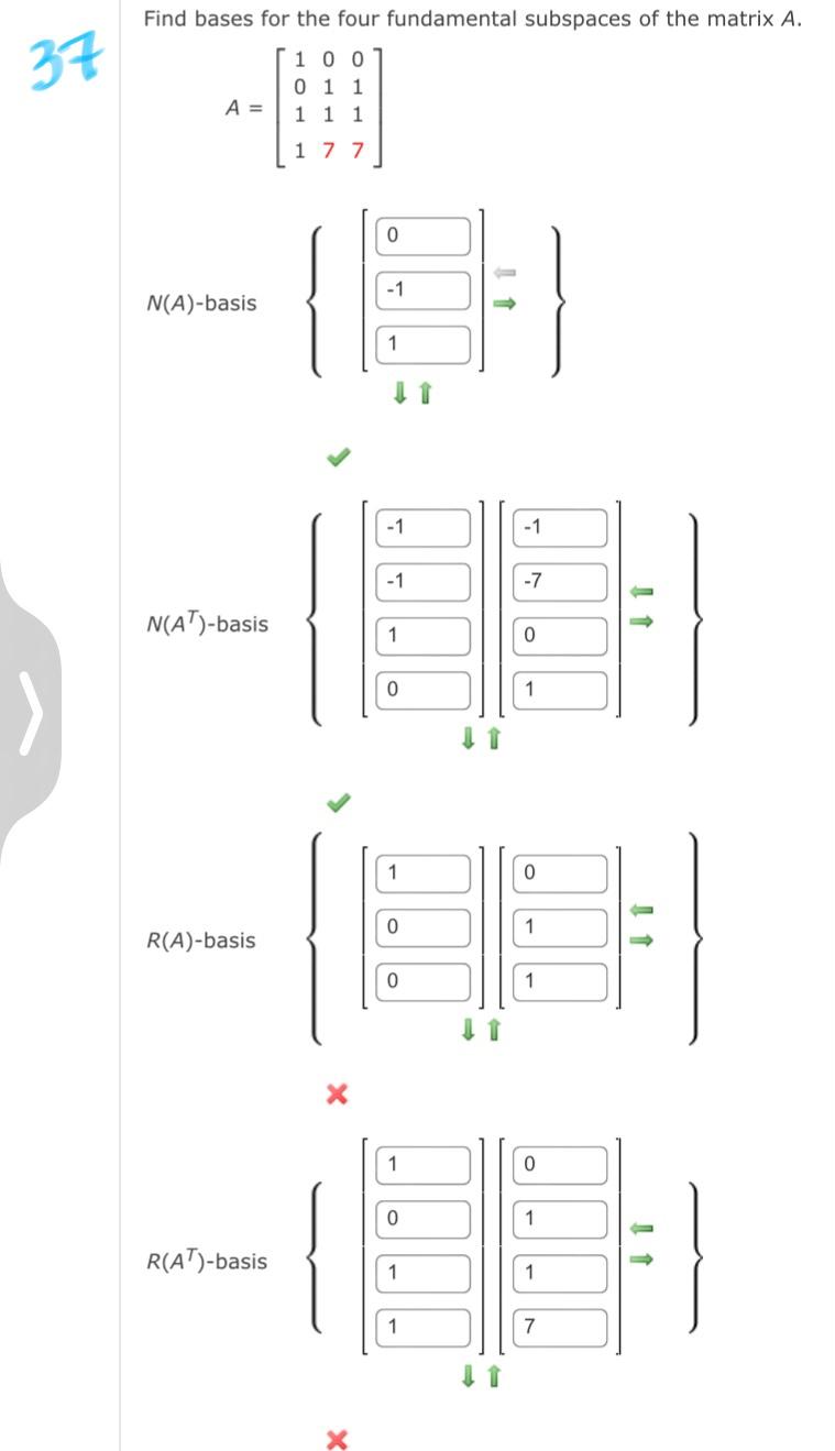 Solved Find bases for the four fundamental subspaces of the | Chegg.com
