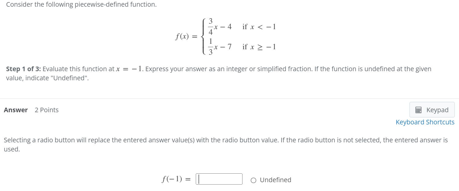 Solved Consider the following piecewise-defined function. | Chegg.com