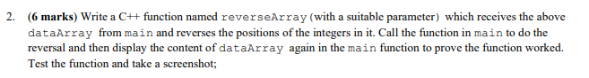 Solved 2 6 Marks Write A Ch Function Named Reversearray 