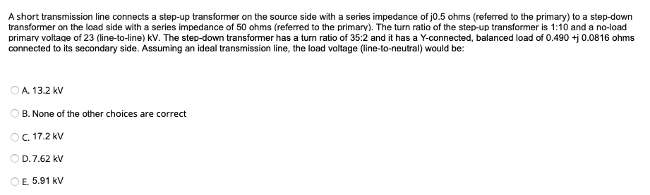 Solved A short transmission line connects a step-up | Chegg.com
