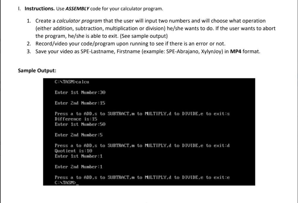Solved Open your notepad (or any text editor) and TASM | Chegg.com