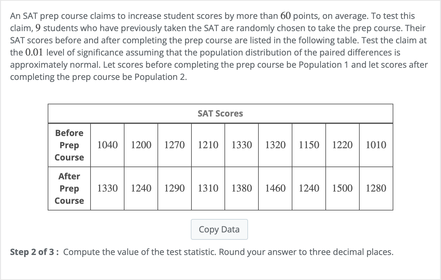 Solved An SAT prep course claims to increase student scores | Chegg.com