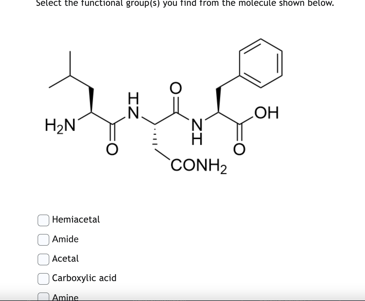 Select the functional group(s) you find from the | Chegg.com