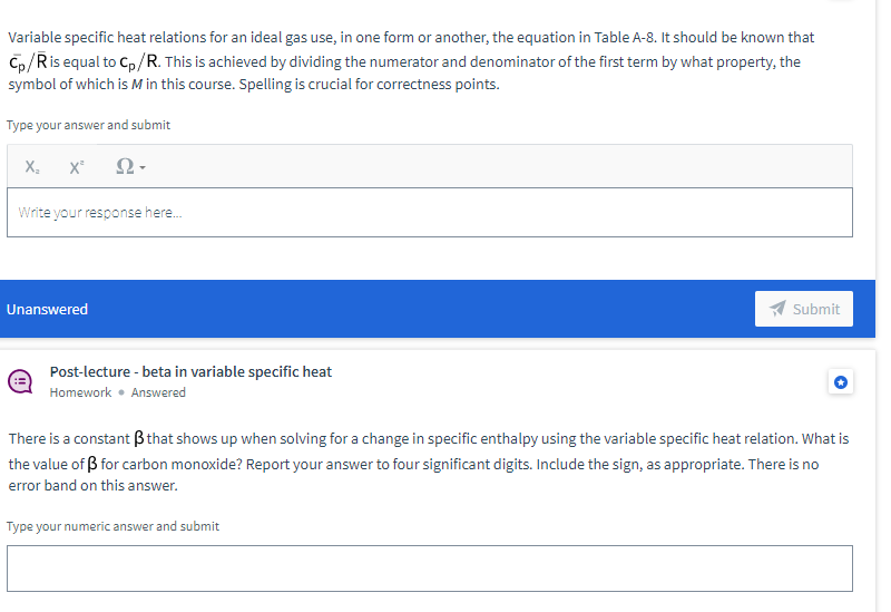 Solved Variable specific heat relations for an ideal gas | Chegg.com