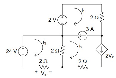 Solved Solve for i1, i2, i3, and Vx using Mesh Current | Chegg.com