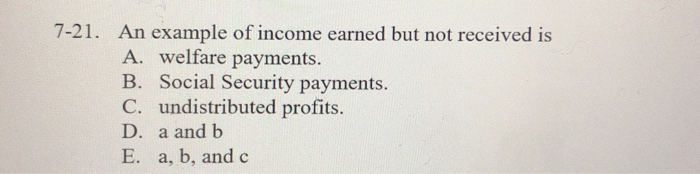 Solved An example of income earned but not received is A. | Chegg.com