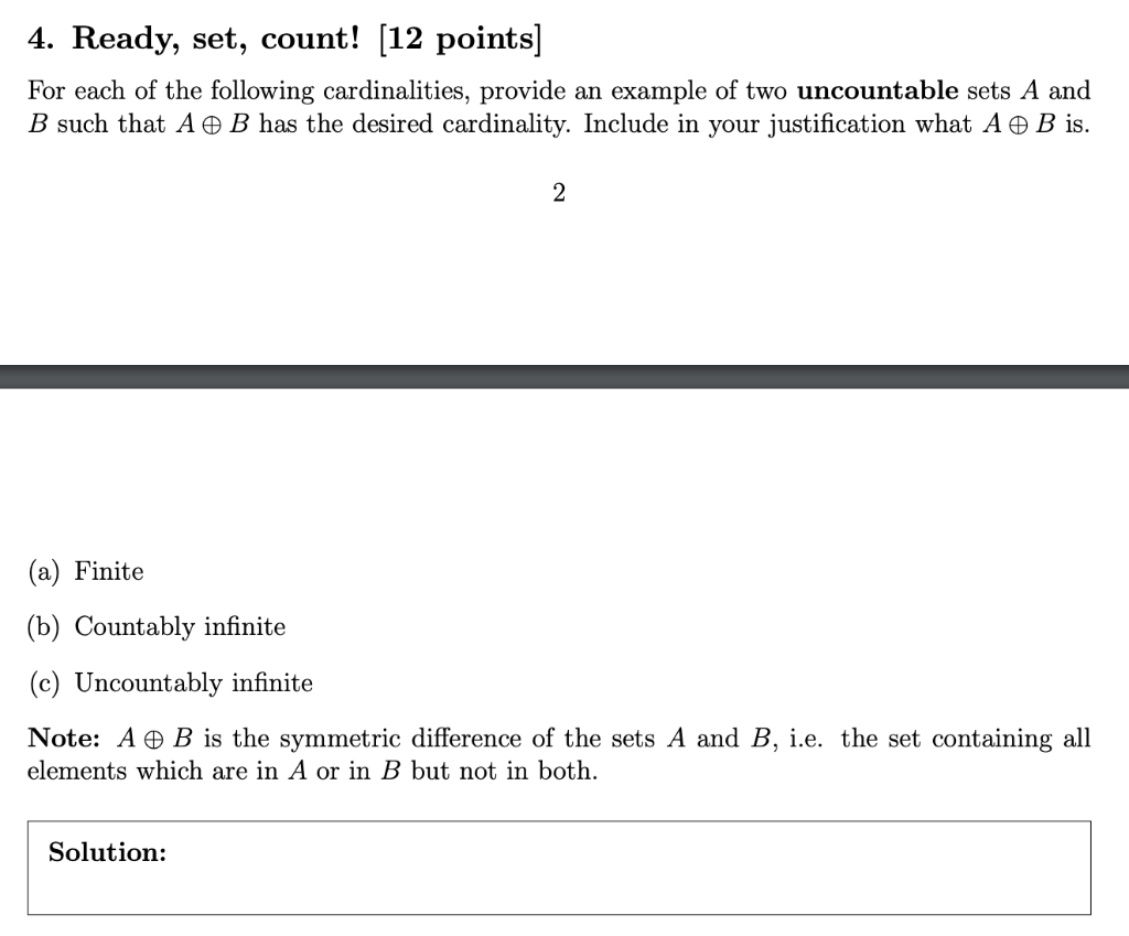 Solved 4. Ready, set, count! [12 points] For each of the | Chegg.com