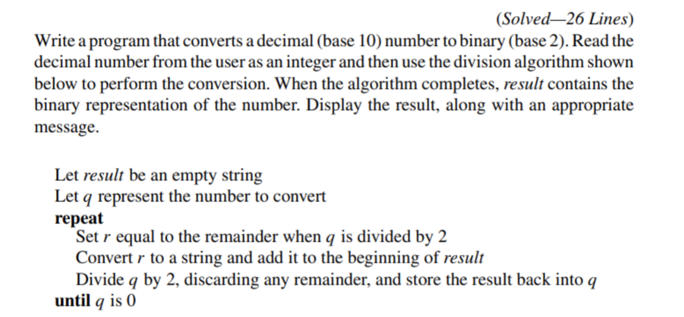 Solved (Solved—26 Lines) Write a program that converts a | Chegg.com