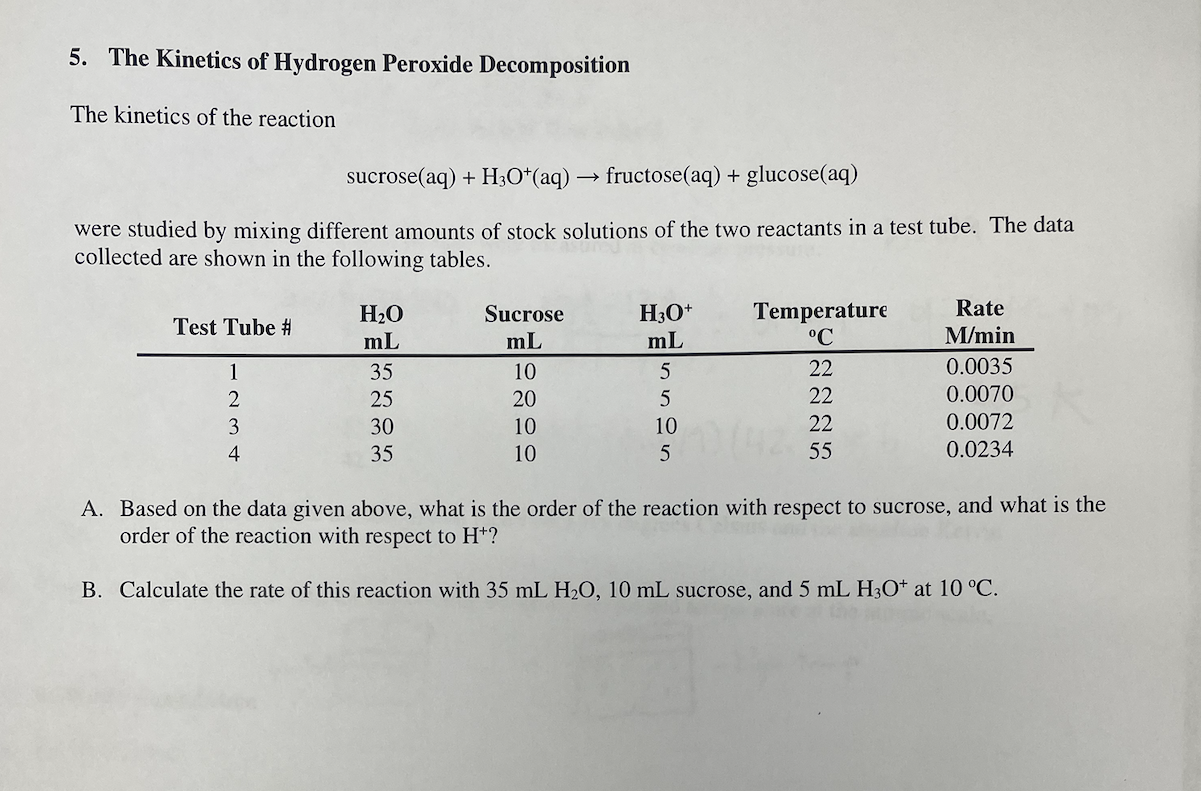 Solved 5. The Kinetics of Hydrogen Peroxide Decomposition | Chegg.com