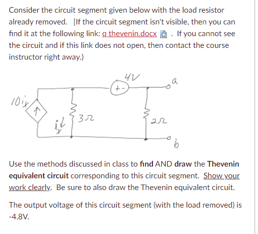 Solved 100/1 Consider the circuit segment given below with | Chegg.com