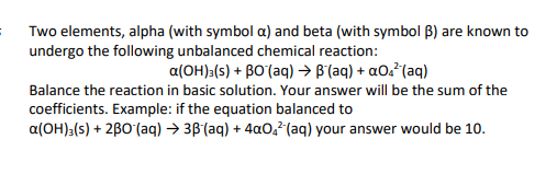 Solved Two elements, alpha (with symbol \alpha ) ﻿and beta | Chegg.com