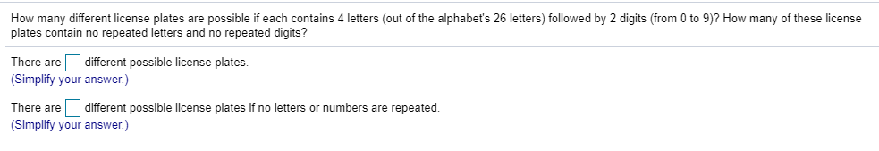 Solved How Many Different License Plates Are Possible If Chegg
